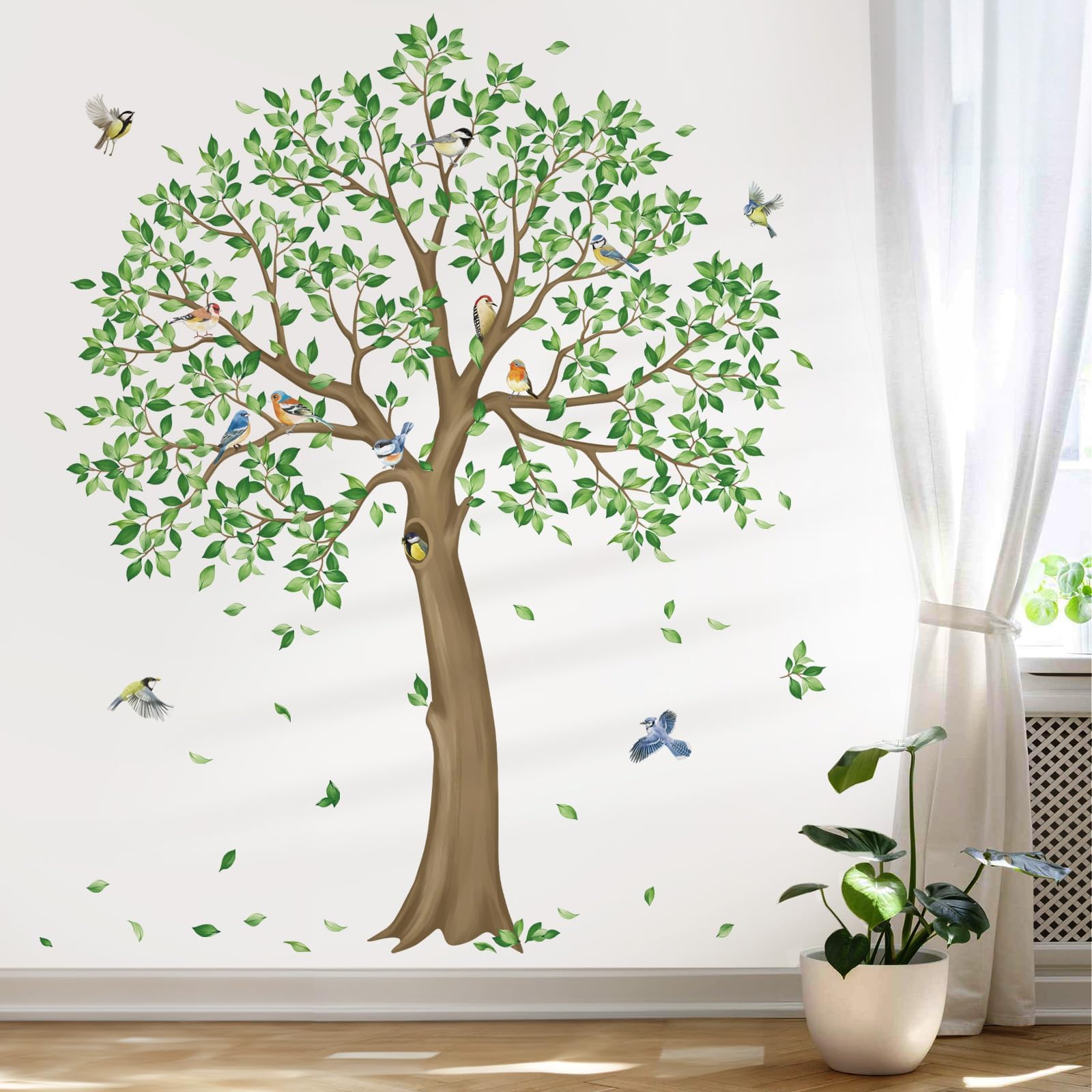 Amazon.com: Large Tree Wall Decals Nursery Tree Stickers with Birds ...