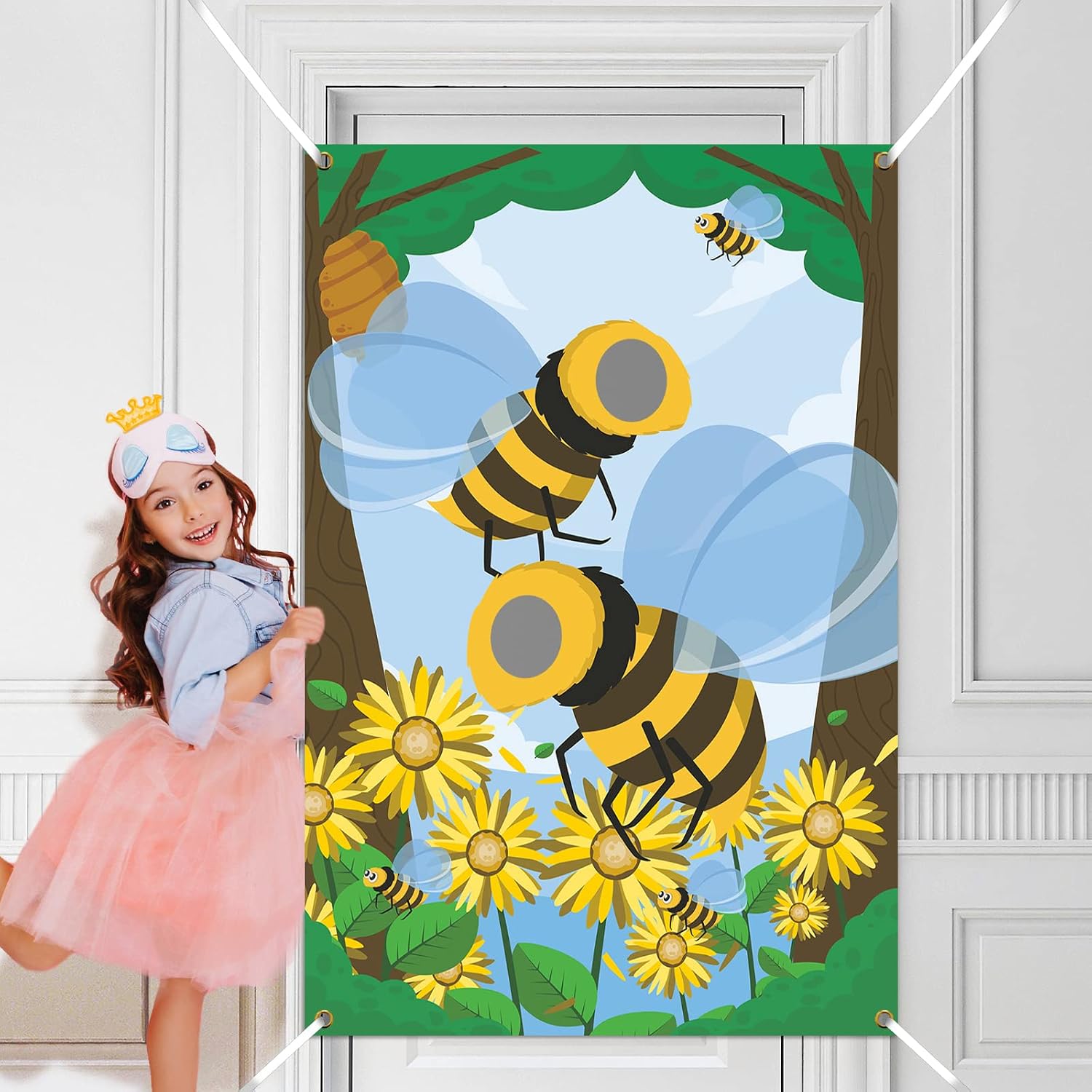 Amazon.com : MELTELOT Bumble Bee Photo Door Banner, 5x3ft B-Day Honey ...