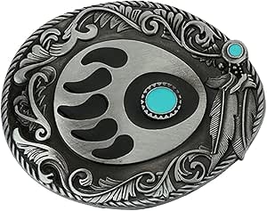 Amazon.com: VAKUUM Bear Paw Pattern Oval Belt Buckle Men Western Belt ...