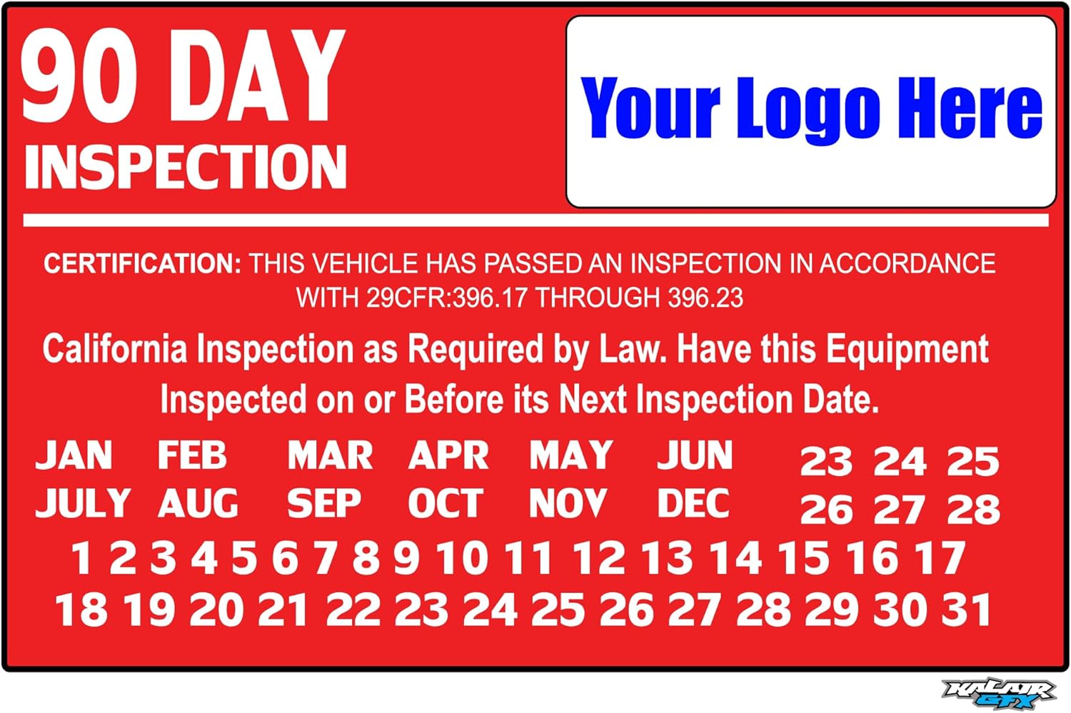 Amazon.com - Kalair GFX California 90 Day Inspection Sticker Decal ...