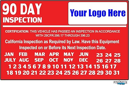 Amazon.com - Kalair GFX California 90 Day Inspection Sticker Decal ...