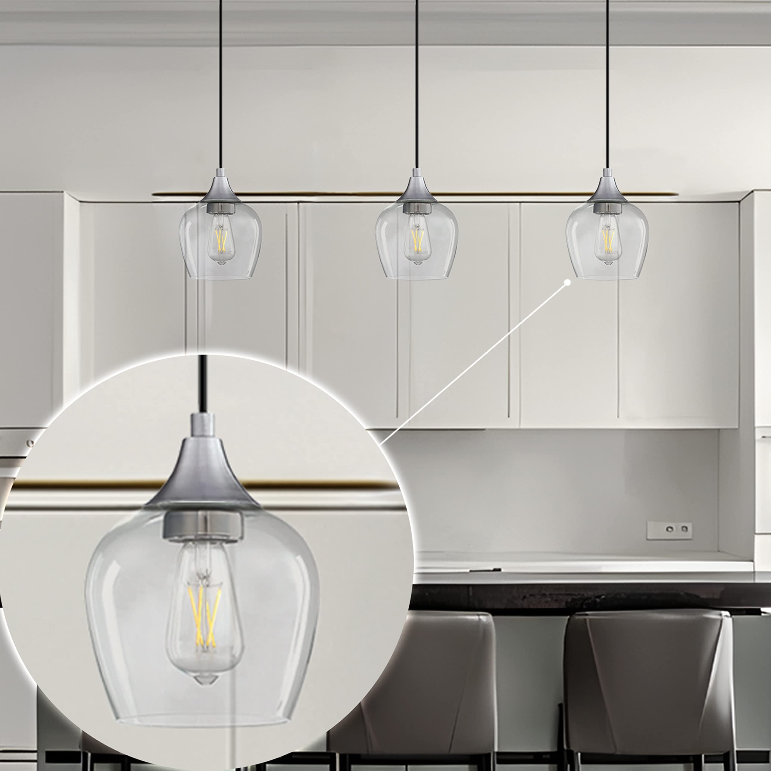 Dolaimy House 3 Pack 1 Light Indoor Mini Hanging Kitchen Island Pendant ...