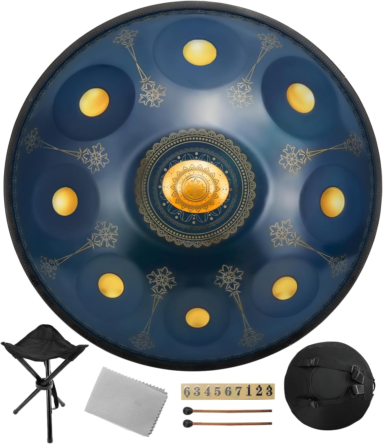 Amazon.com: Handpan Drum 9 Notes 22 Inches Steel in D Minor Handmade ...
