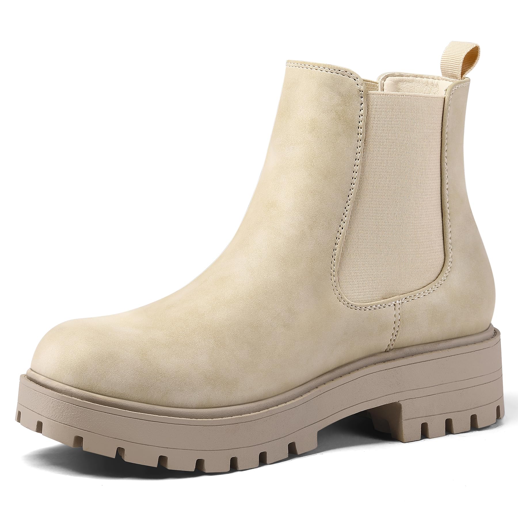 Snapklik.com : Mysoft Womens Chelsea Boots Low Heel Slip On Lug Sole ...