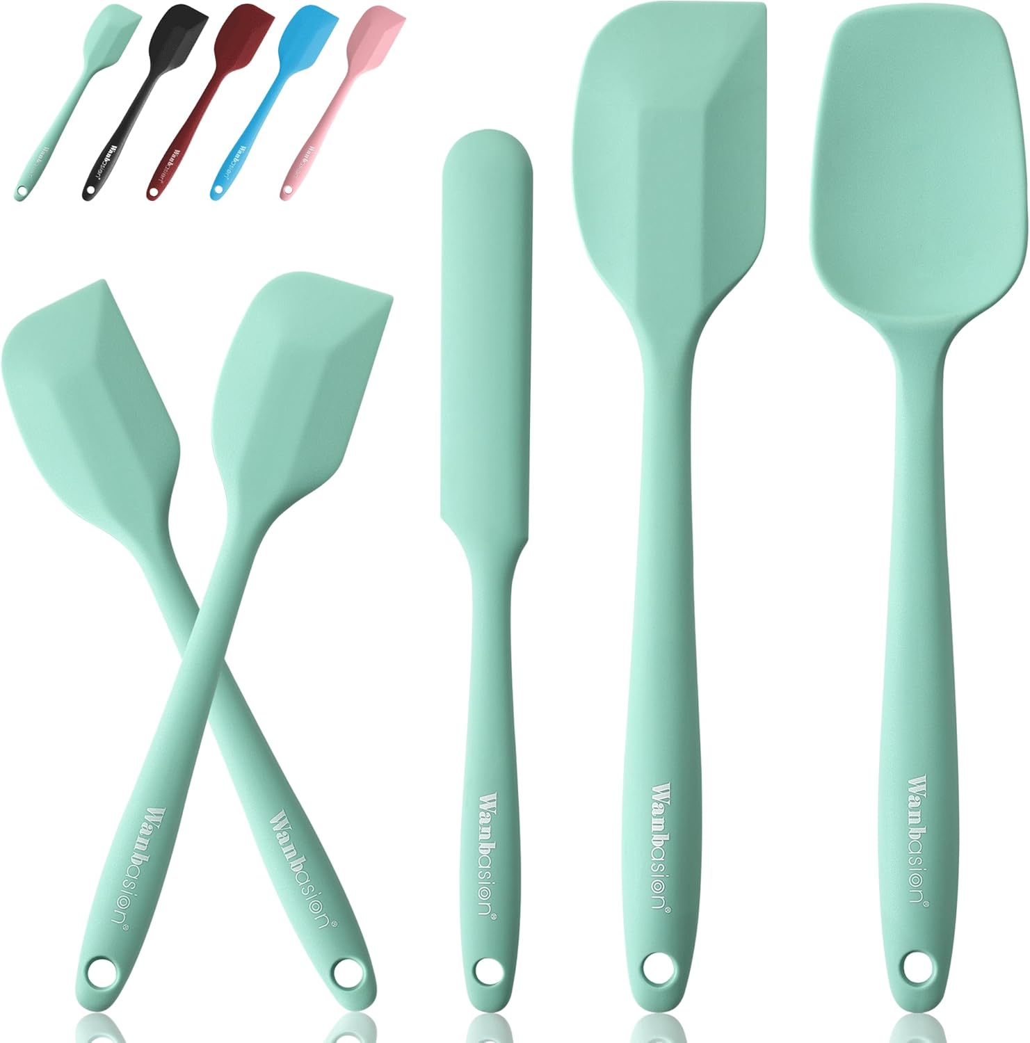 Amazon.com: Wanbasion 5 Piece Premium Silicone Spatula Set Heat ...