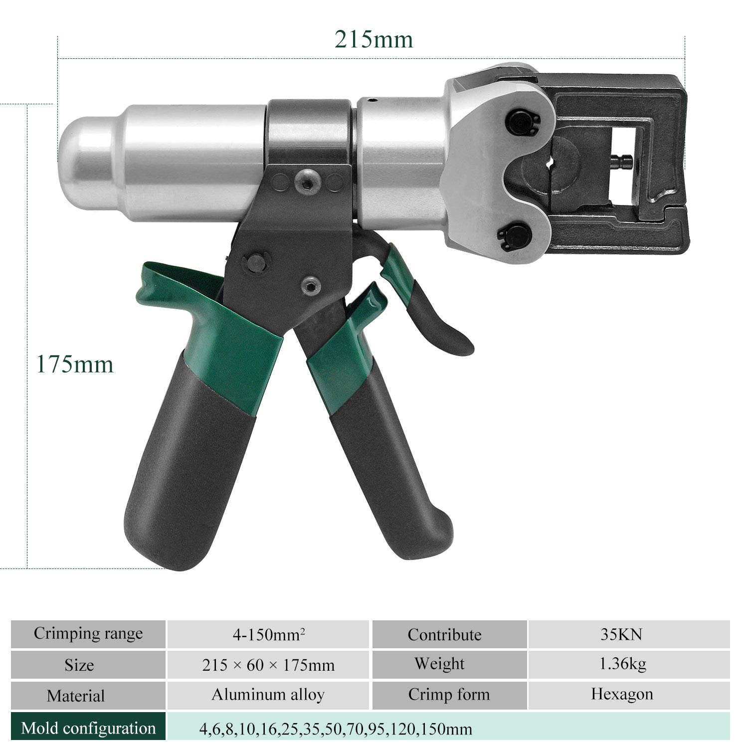 Buy CGOLDENWALL Manual Hydraulic Crimping Tool with 180°Head Rotation ...