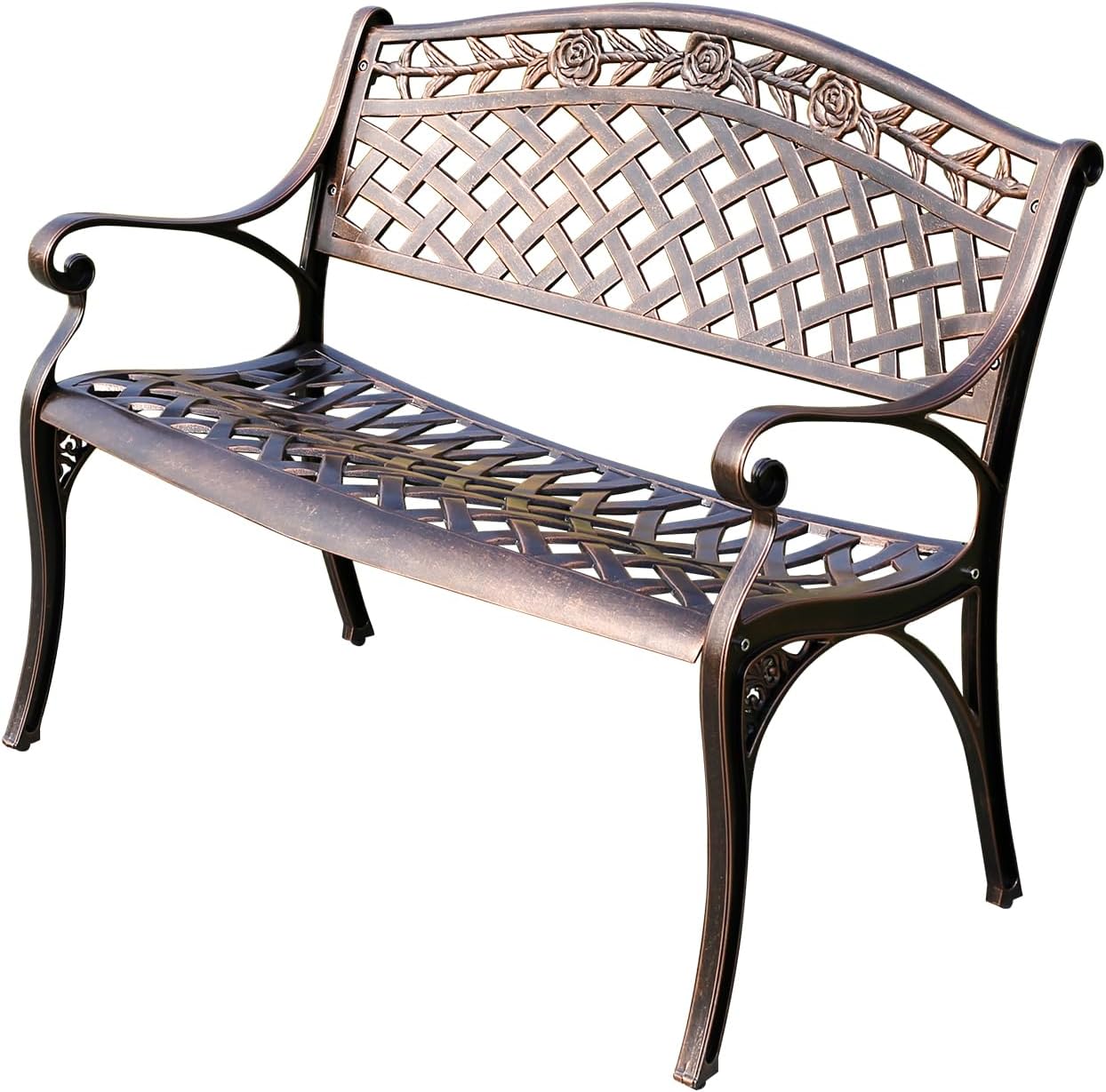 Amazon.com: FAPOLITE Outdoor Bench Chair Cast Aluminum Garden Bench ...