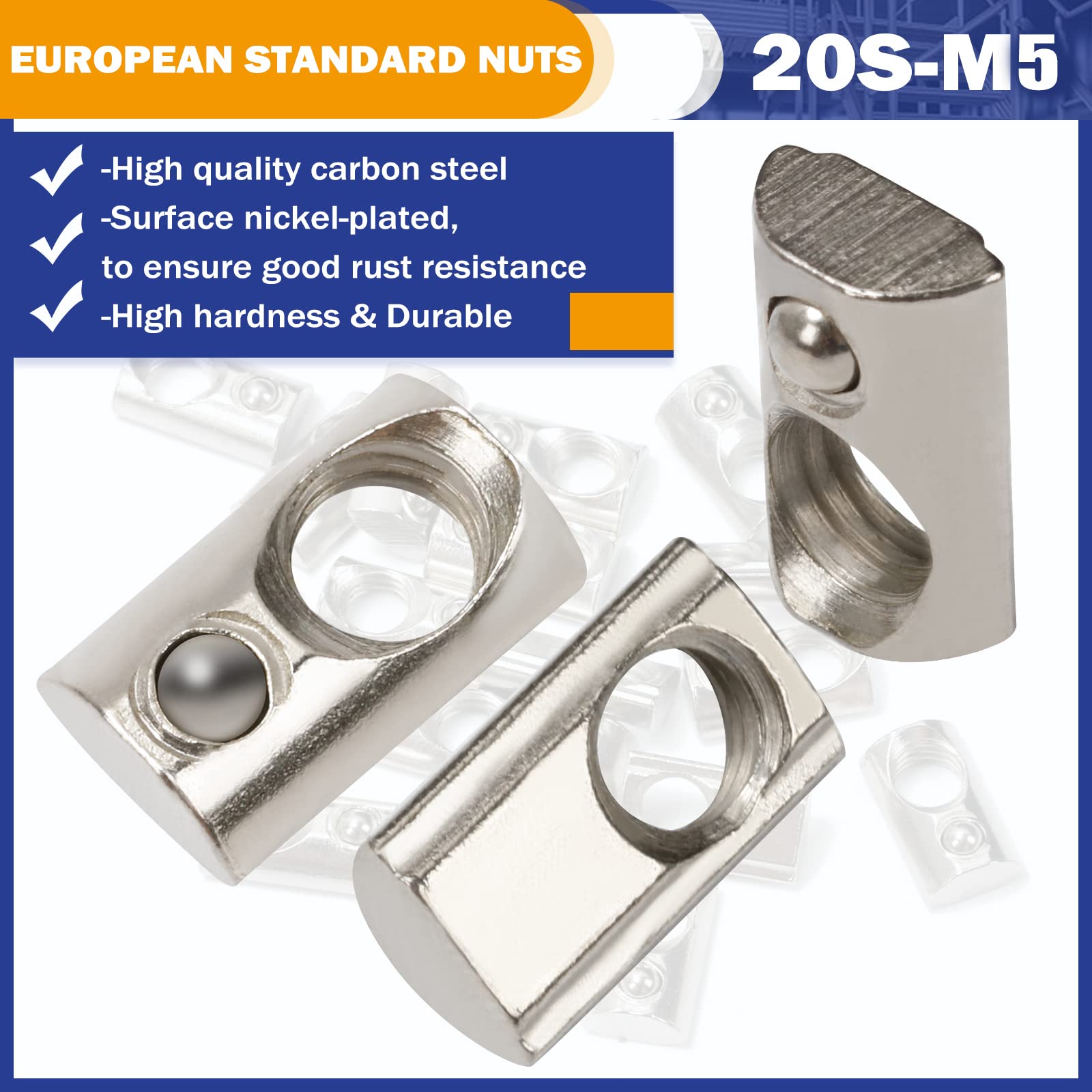 Snapklik.com : 50pcs 20 Series M5 Half Round Roll In Spring T Nuts For ...