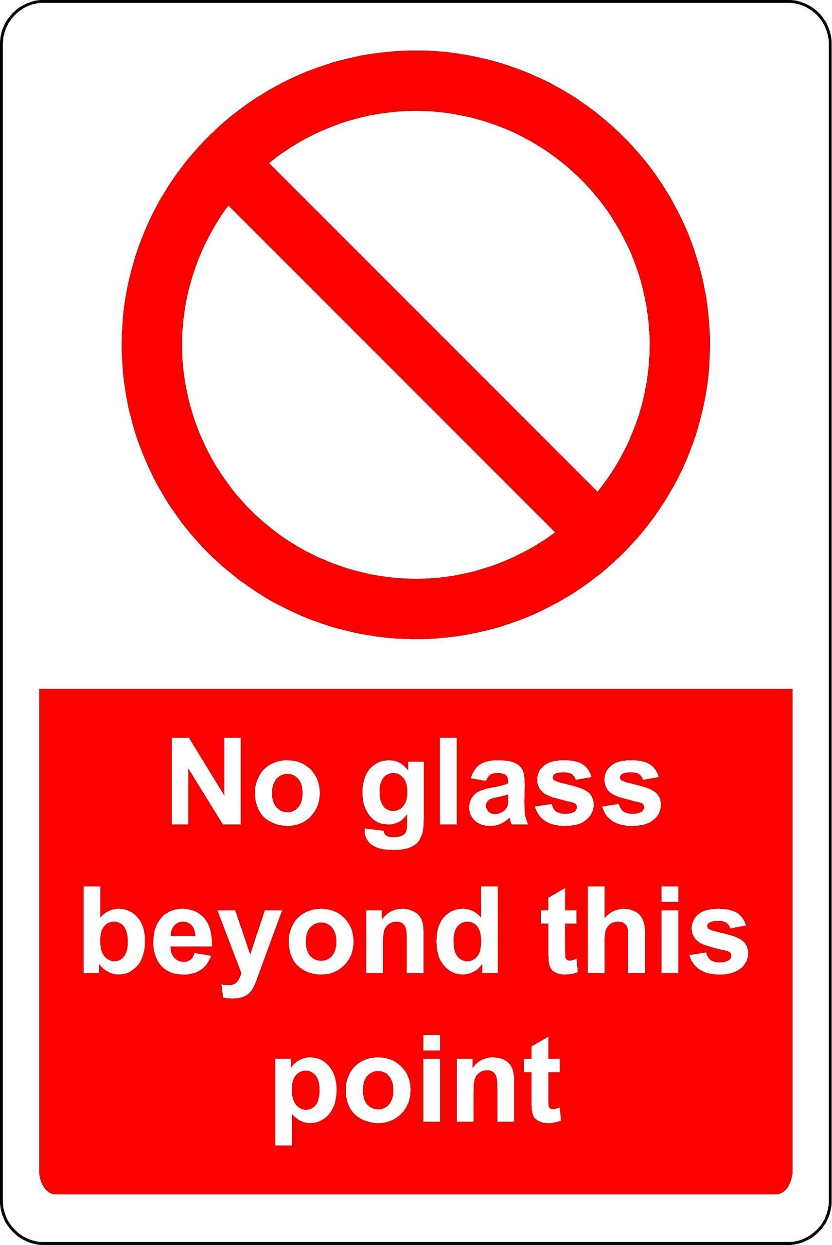 No glass beyond this point safety sign - Self adhesive sticker 200mm x ...