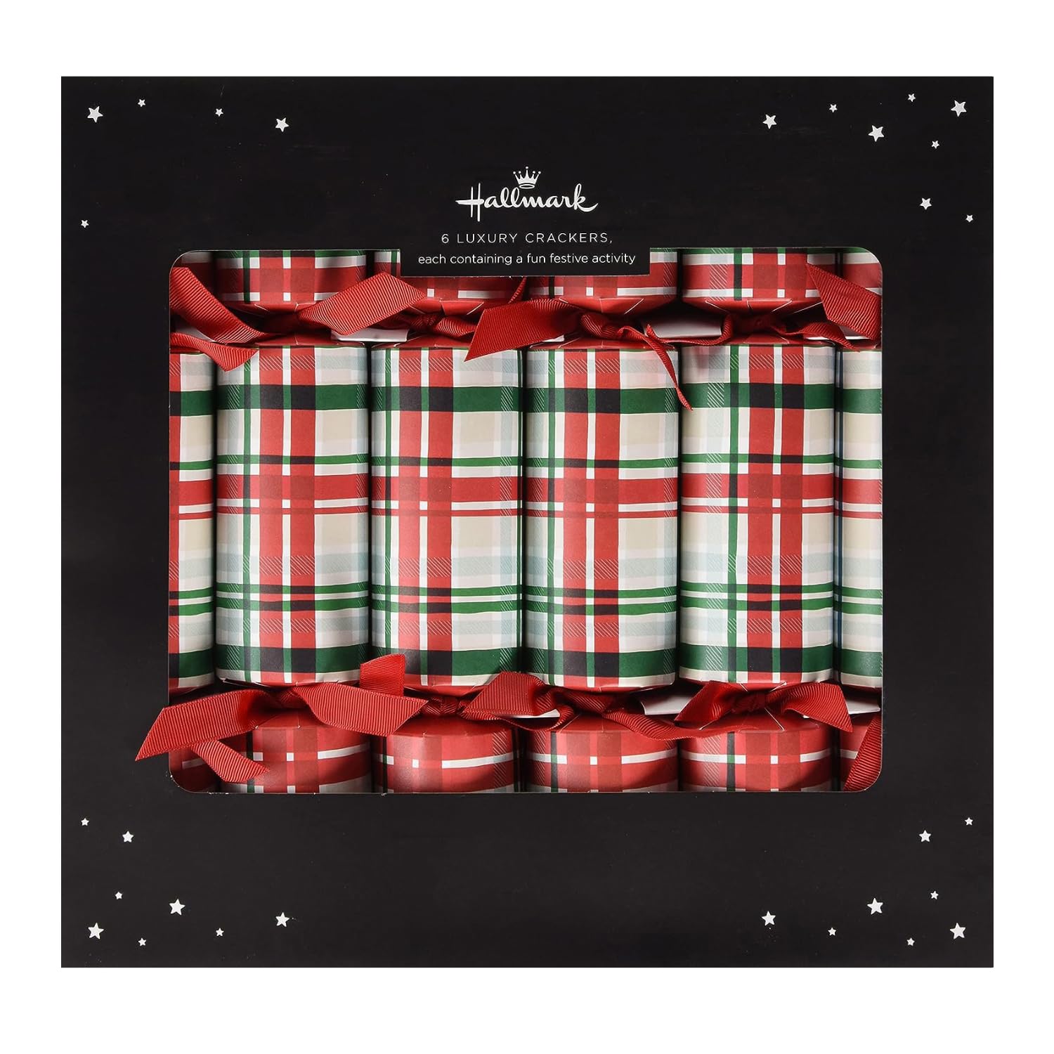 Hallmark Luxury Christmas Crackers, Pack of 6 in 1 Red Tartan Design ...