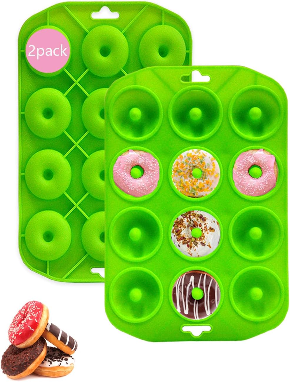 Amazon.com: Chefast Silicone Donut Pan Kit - 12 Hole Non-Stick Doughnut ...