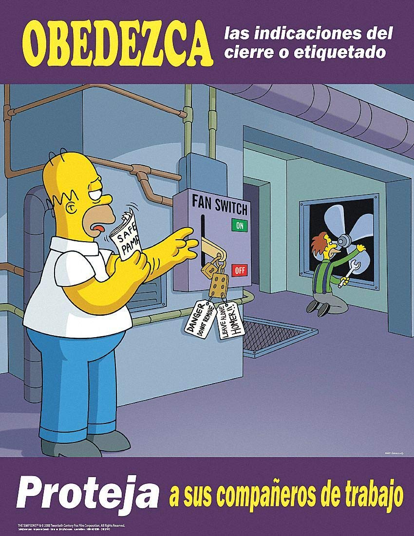 Simpsons Safety Posters 22 In X 17 In Nominal Sign Size, No Protective