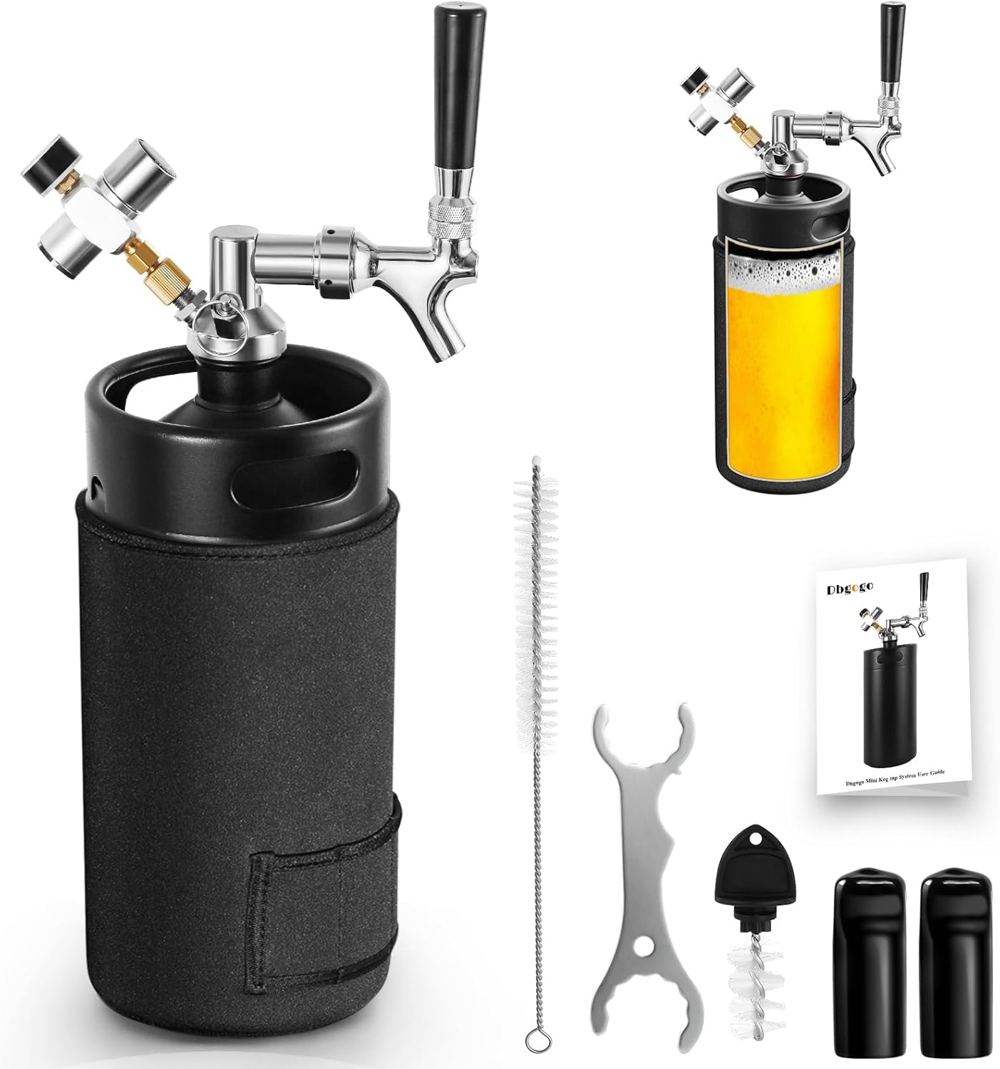 Amazon.com: Dbgogo 128 OZ Mini Keg Growler Beer Tap System with Keg ...