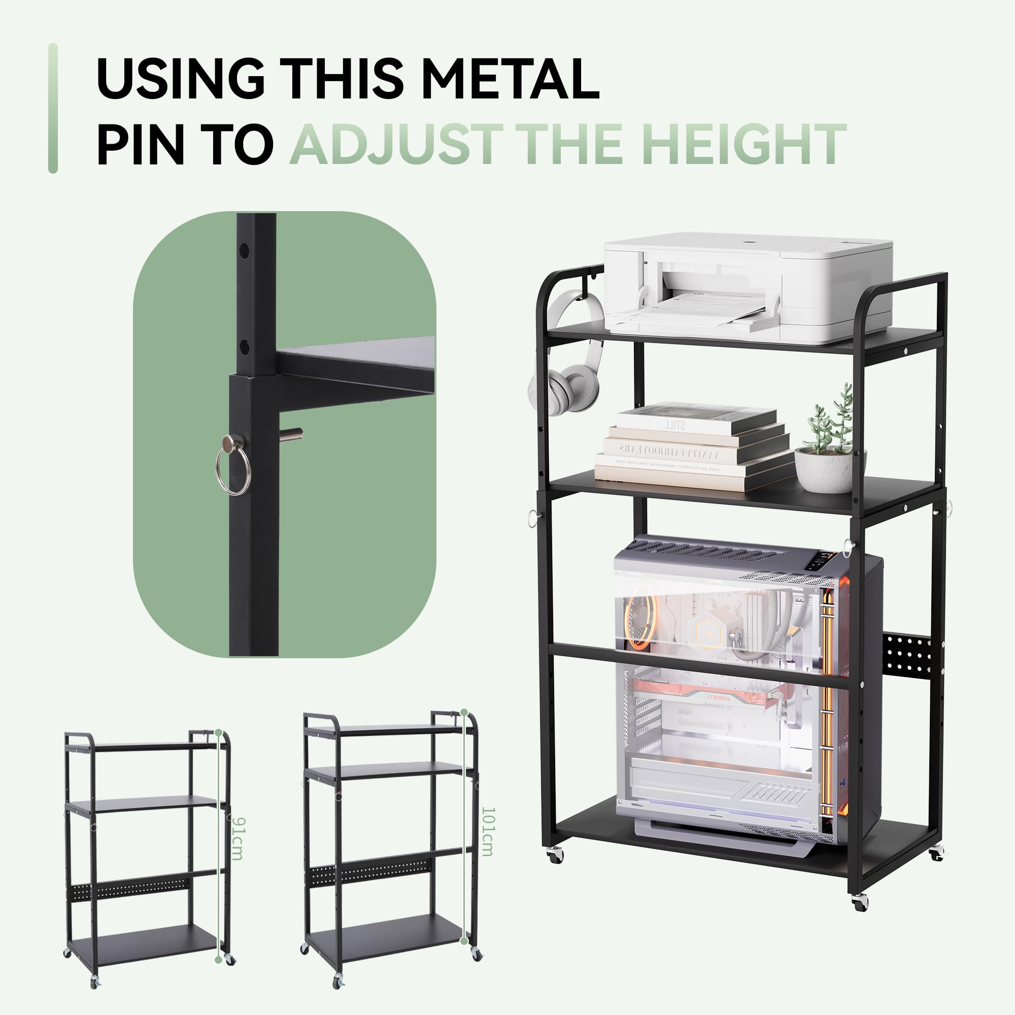 Snapklik.com : Tonchean Computer Tower Stand, 3-Tier Height Adjustable ...