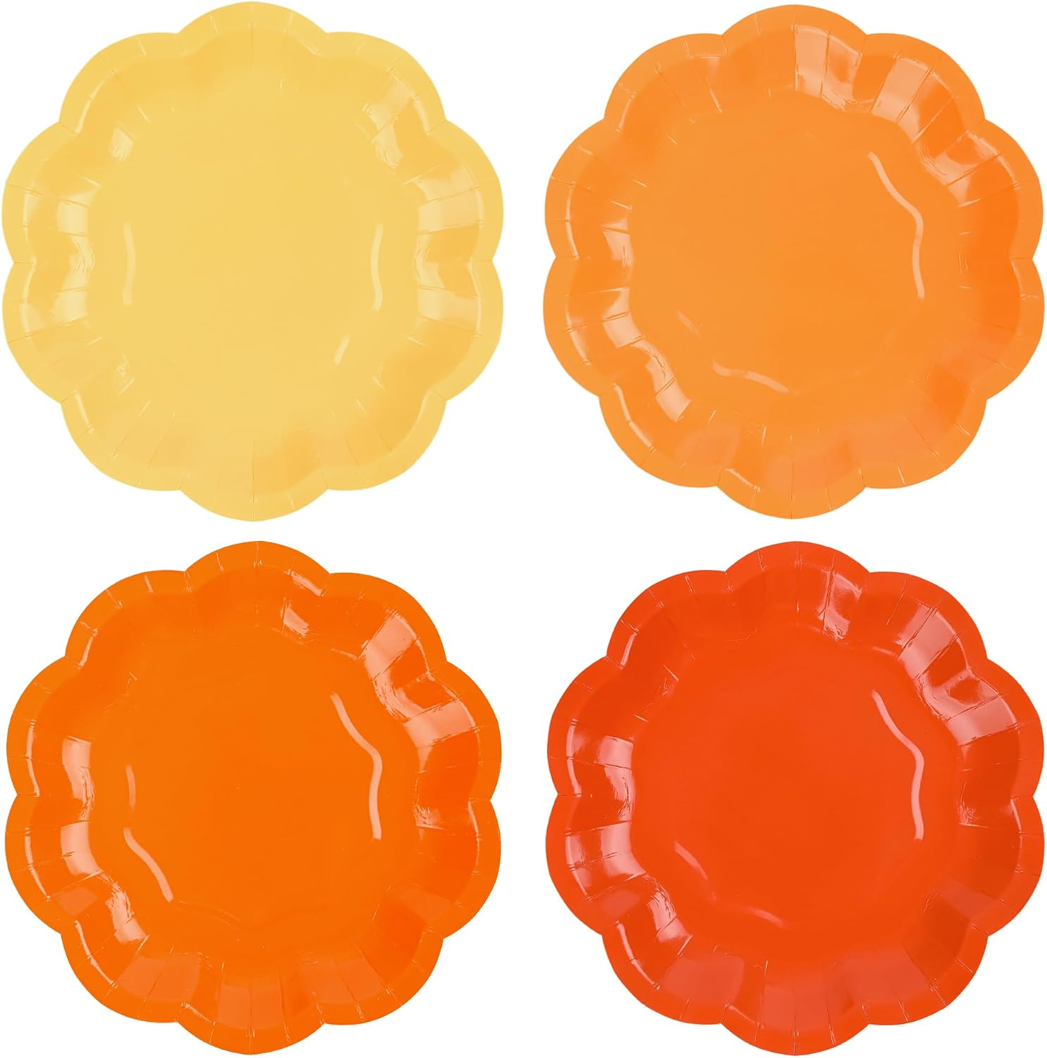 Amazon.com: AimFun 24Pcs Orange Paper Plates Pumpkin Scalloped Party ...