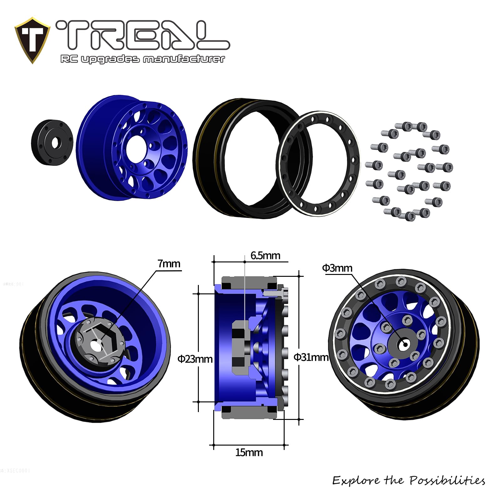 Snapklik.com : TREAL 1.0 Beadlock Wheels 12 Spokes Classic Rims