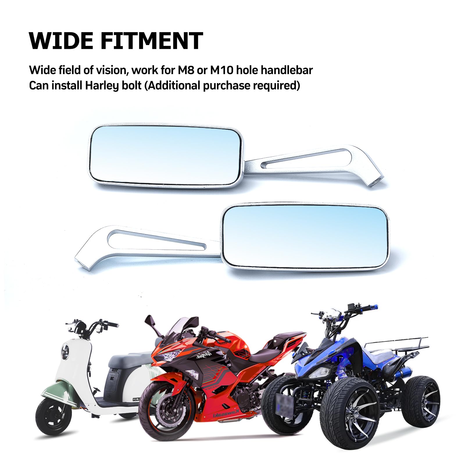 Snapklik.com : WTZMOTO Motorcycle Mirrors Silver - Motorcycle Side View ...