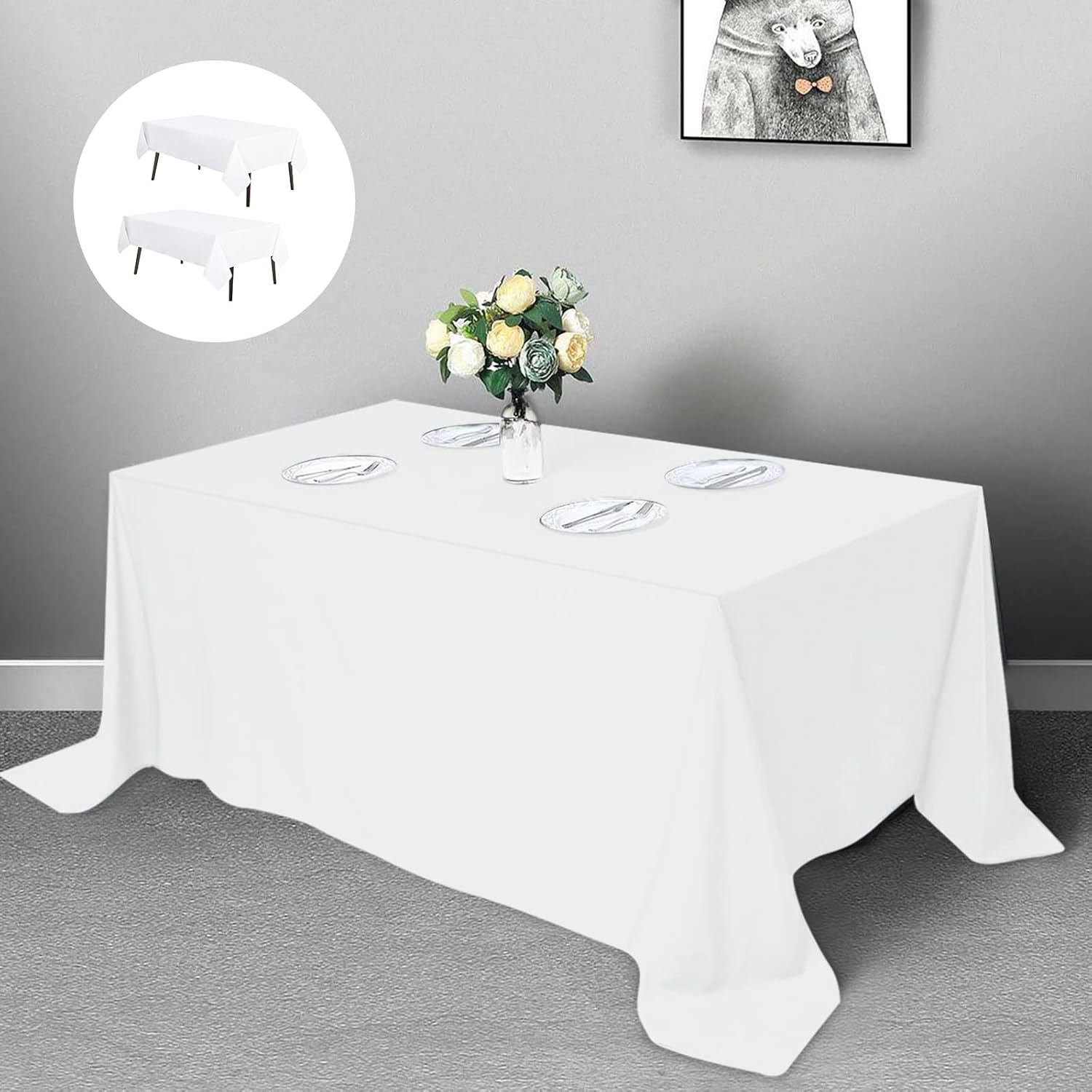 MYSKY HOME 2 Pack White Table Cloths Rectangular Nappe de Table ...