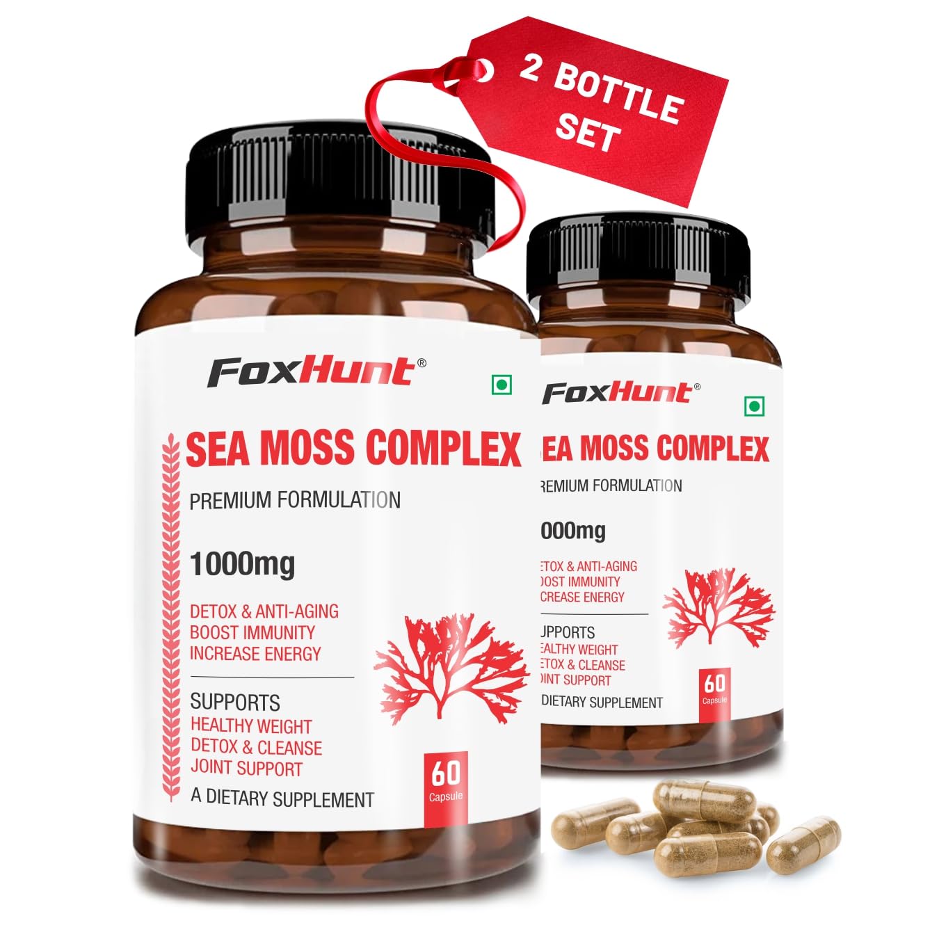Buy Fox Hunt Irish Sea Moss Complex 60 Capsules Each Pack | 1000MG ...
