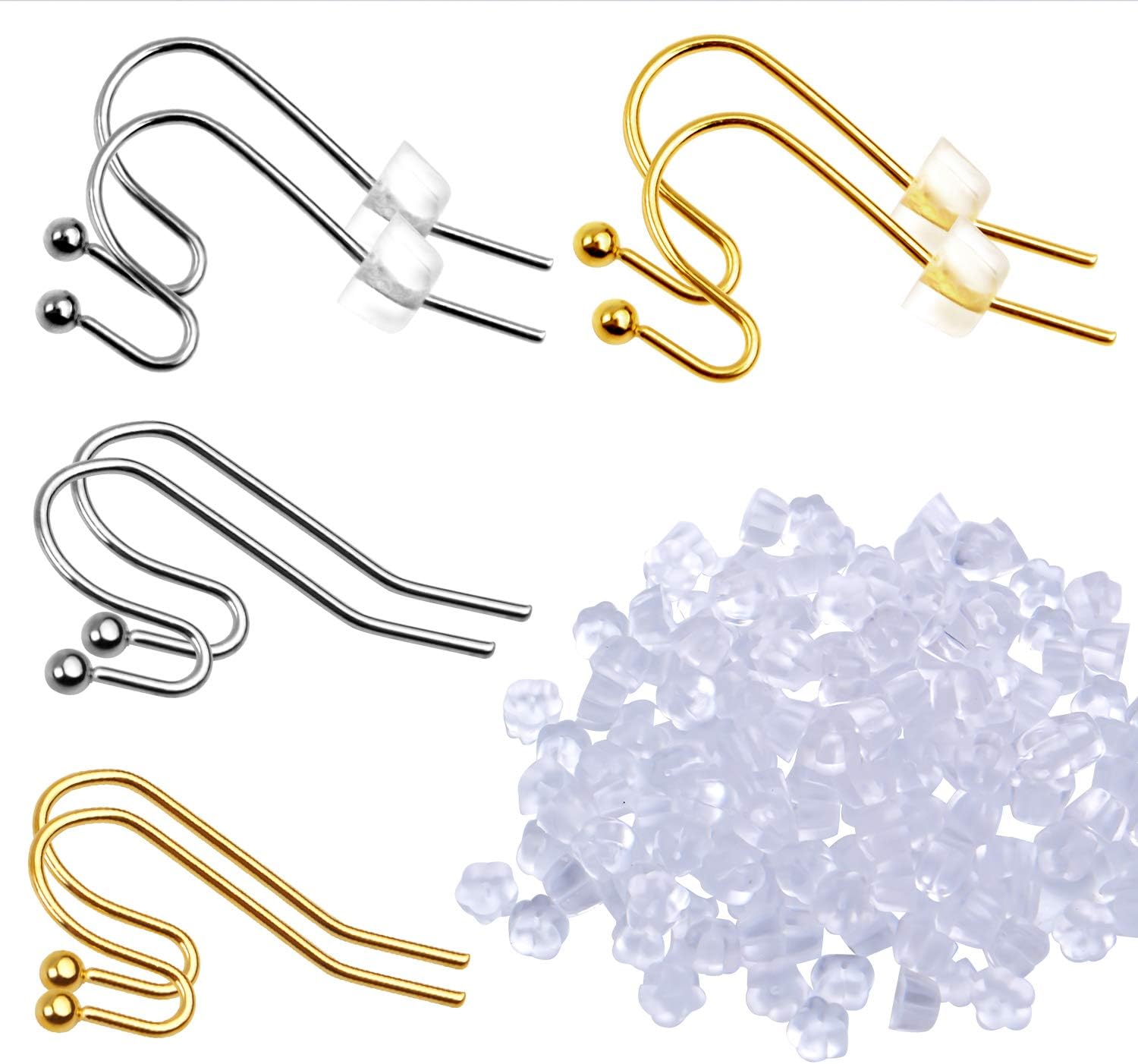 Amazon.com: Earring Findings Bulk,200 Pieces French Earring Hooks Ball ...