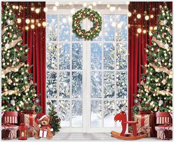 Amazon.com : Allenjoy 118" x 95" Christmas Window Backdrop for ...