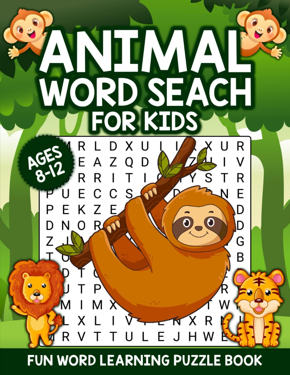 Animal Word Search for Kids Ages 8-12: Fun Word Learning Puzzle Book ...