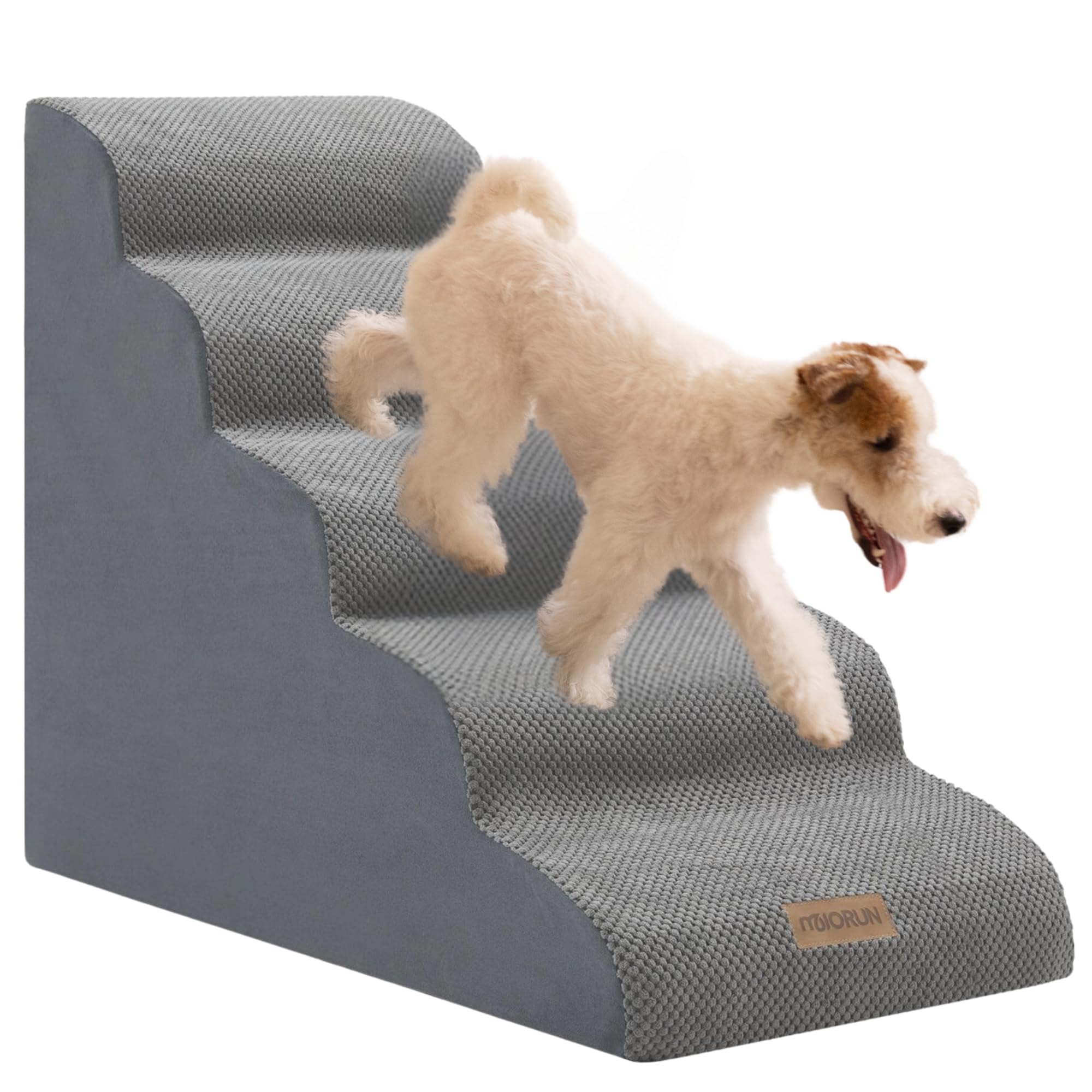 Curved Pet Stairs for High Beds Up to 26'', 5-Step Dog Ramp for Large ...