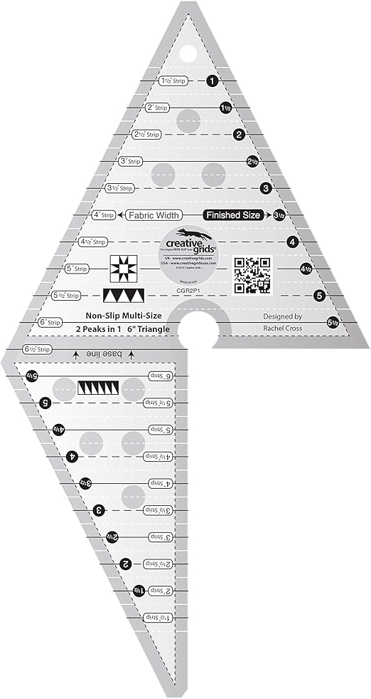 Amazon.com: Creative Grids 2 Peaks in 1 Triangle Quilt Ruler - CGR2P1