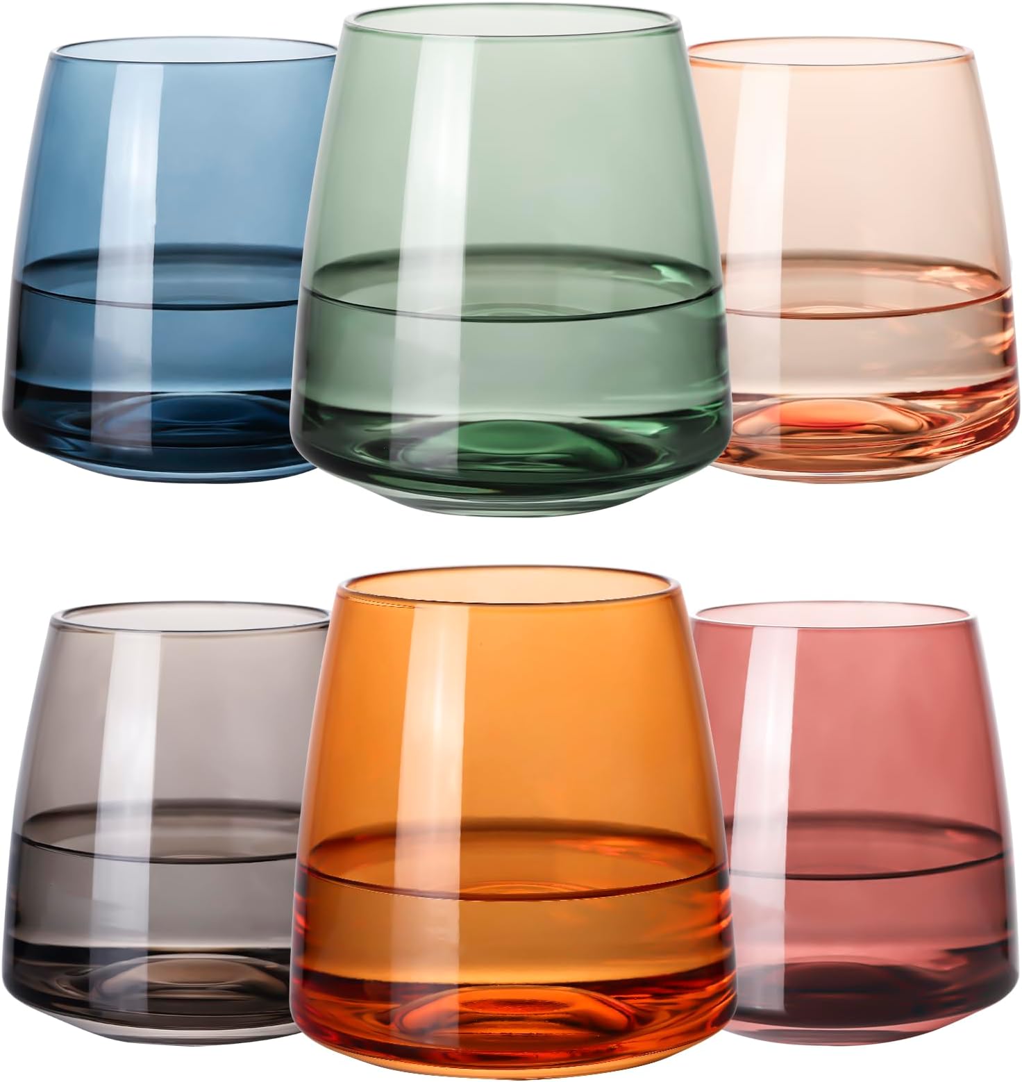 Amazon.com | Colored Wine Glasses Set of 6-18oz【Hand Blown】Crystal ...