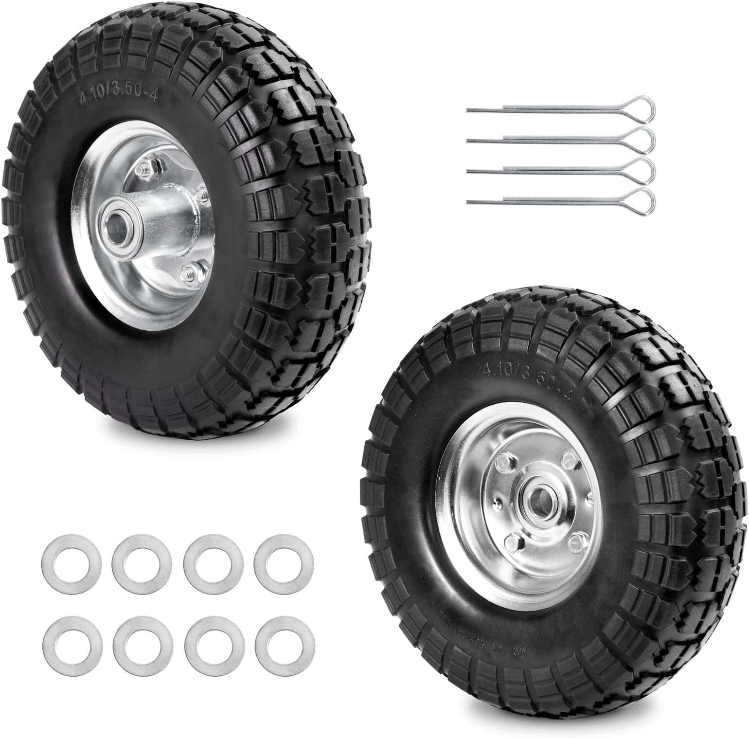 Amazon.com: LTNICER 4.10/3.50-4 Tire Wheels Flat Free 10" Heavy Duty ...