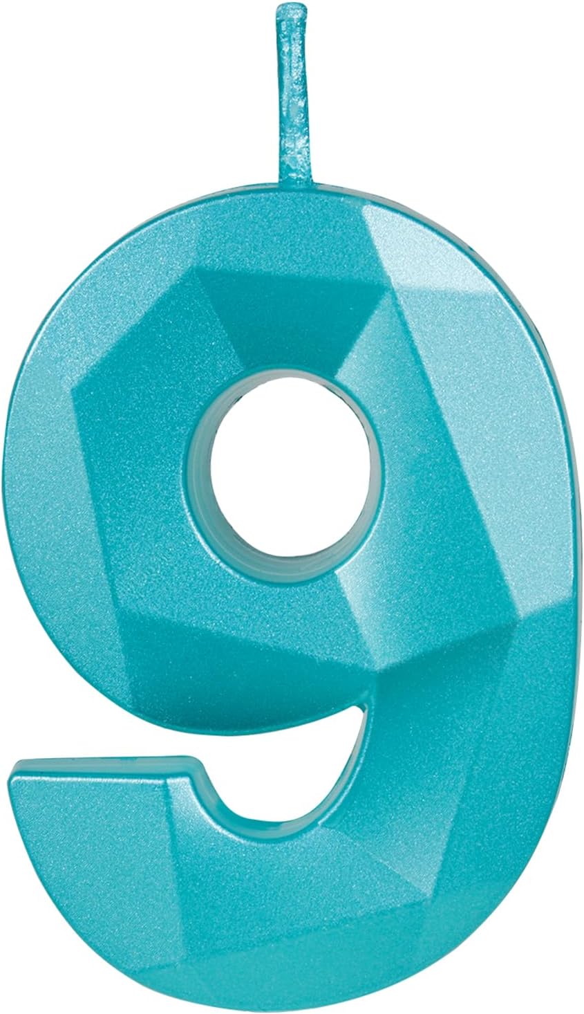 Amazon.com: Number 9 Candles,9th Birthday Candles,Teal Blue Happy ...