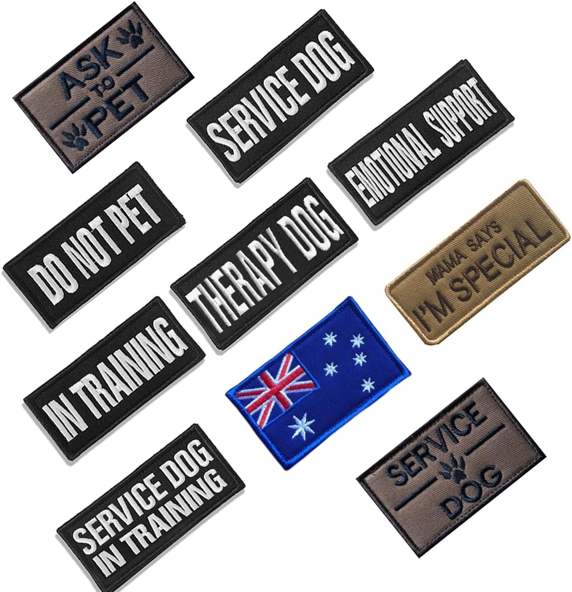 10 Pieces Service Dog Patches Ask to Do Not Pet Patch Vest Removable Tactical Pet in Training ...