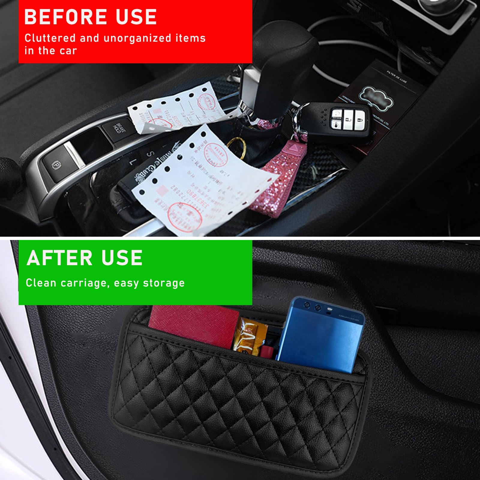 Snapklik.com : Sylvil 2PCS Car Side Pocket Organizer, Leather Auto Seat ...
