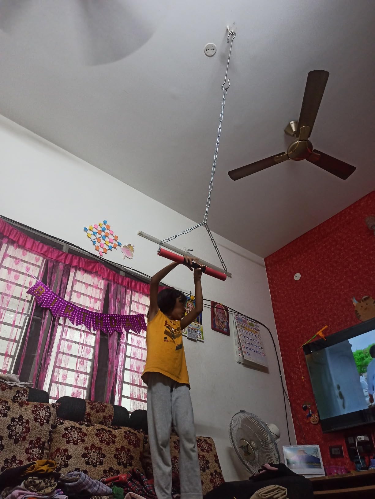AMIFIT Chin Up Bar, Steel Chin Up, Sangal Hanging Rod with Chain ChinUp ...