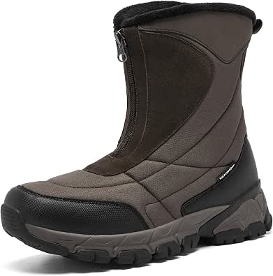 Amazon.com | SHULOOK Men's Winter Snow Boots Waterproof Zipper Warm Fur ...