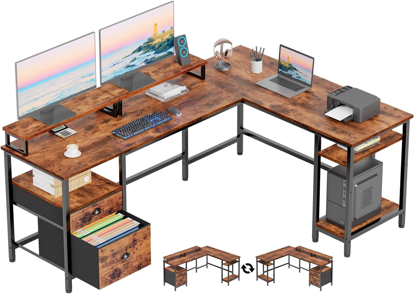 Amazon.com: ODK L Shaped Computer Desk, 61" Reversible L Shaped Desk ...