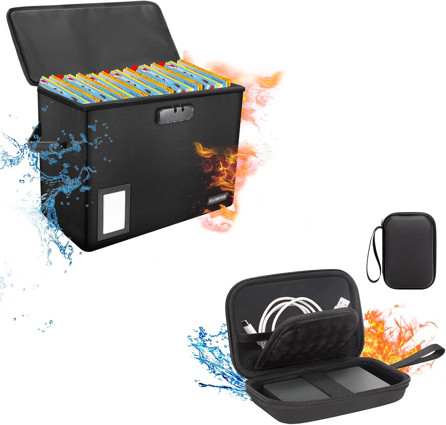 Amazon.com: ELOBOON Fireproof Comic Book Storage Box & Fireproof Hard ...
