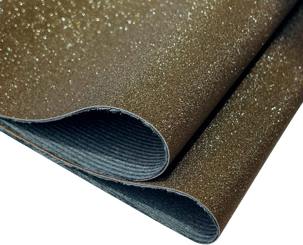 HYANG – Rollo de piel sintética holográfica mate con purpurina marrón ...