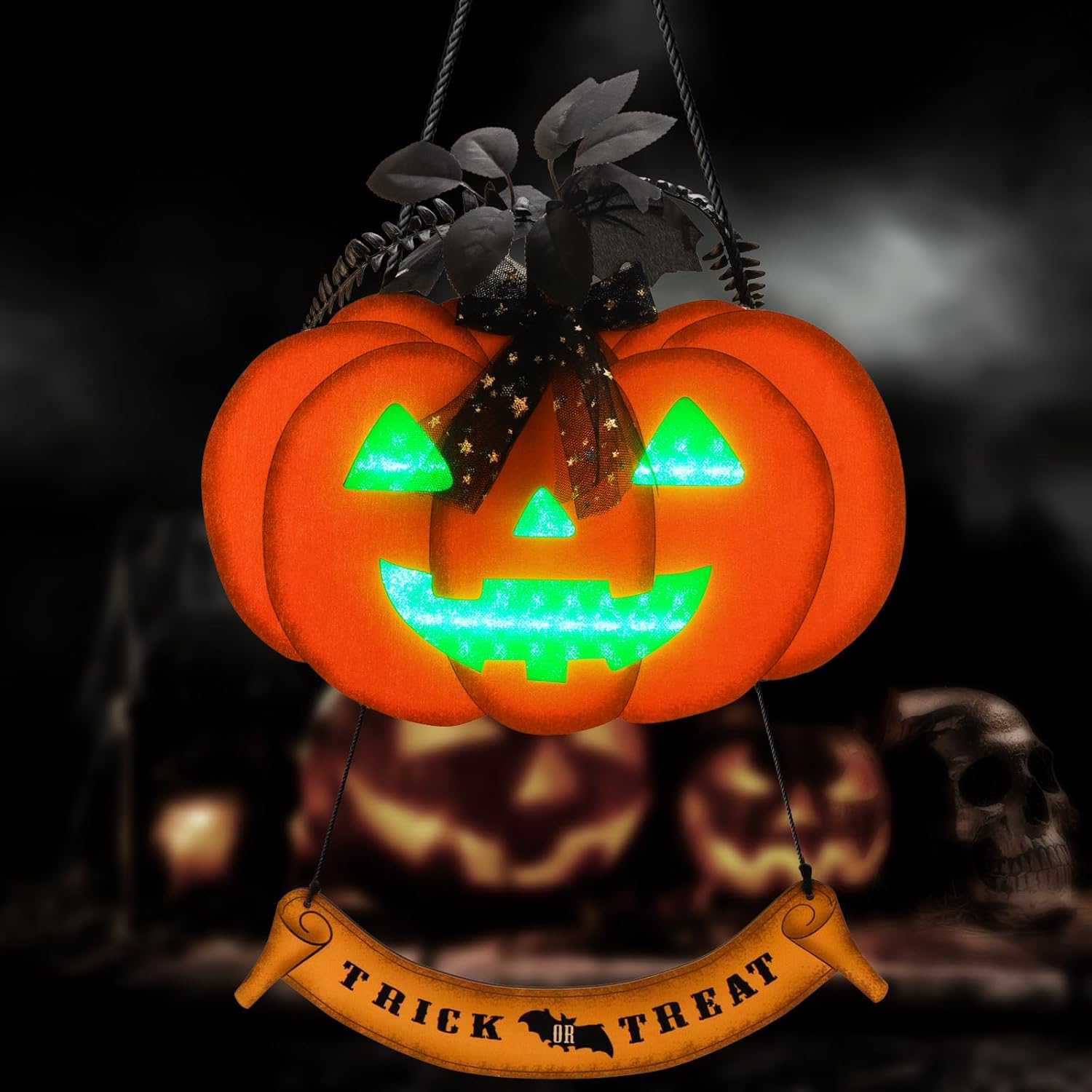 Amazon.com: Halloween Pumpkins Light Decoration,Trick or Treat Sign ...
