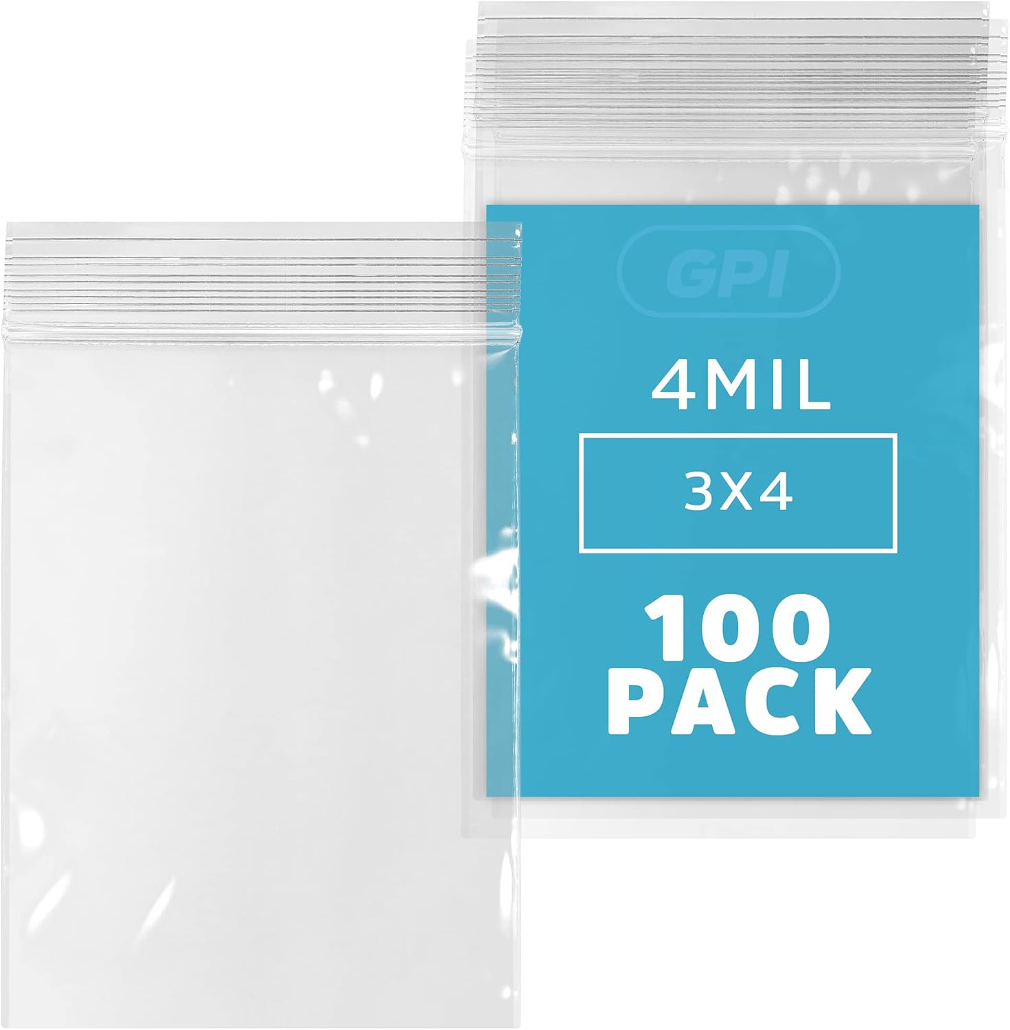 CLEAR PLASTIC REUSABLE ZIP BAGS - Bulk GPI Pack Of 100 3" x 4" 4 mil ...