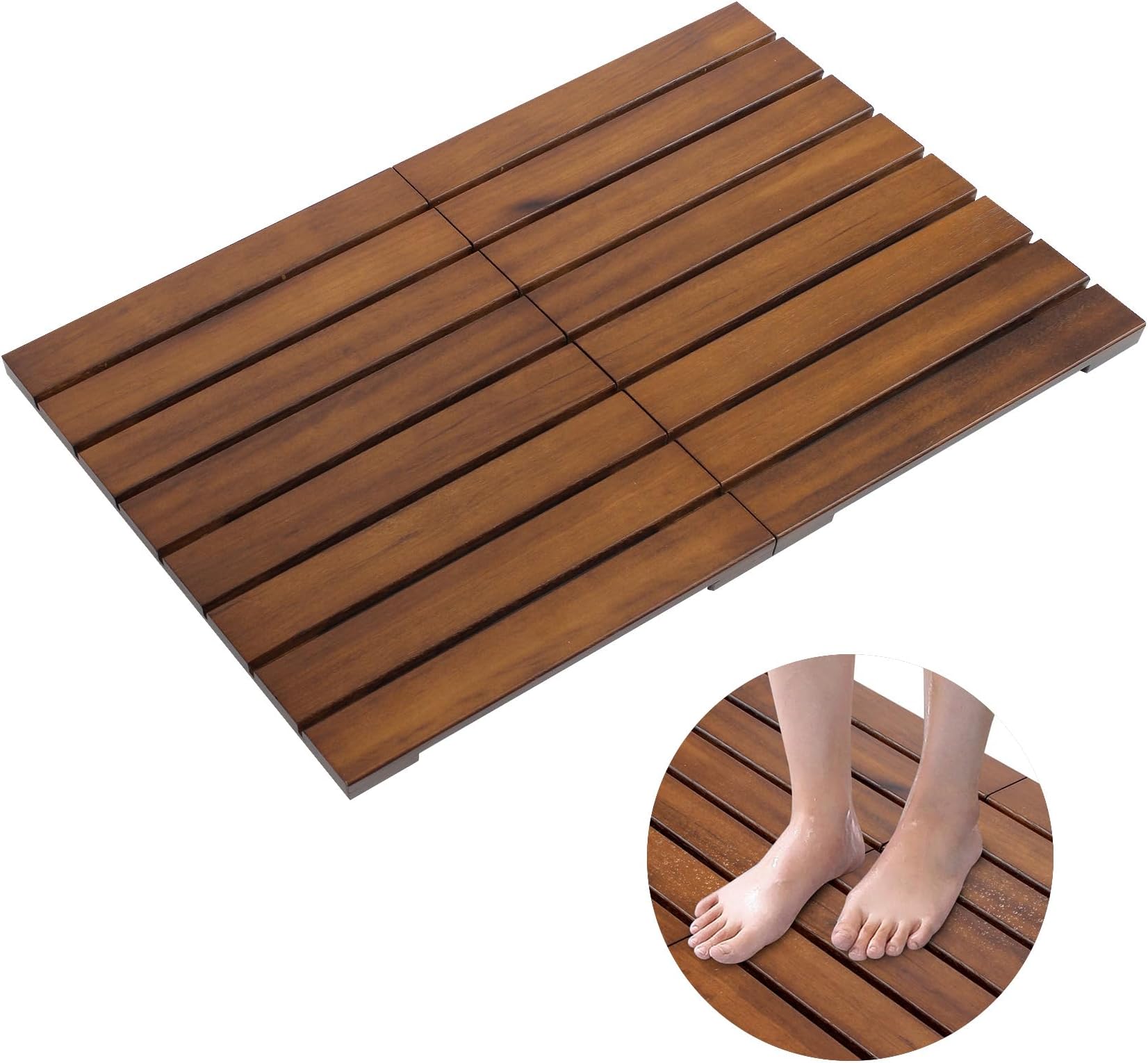 Amazon.com: Bare Decor Lykos String Spa Shower Mat in Solid Teak Wood ...
