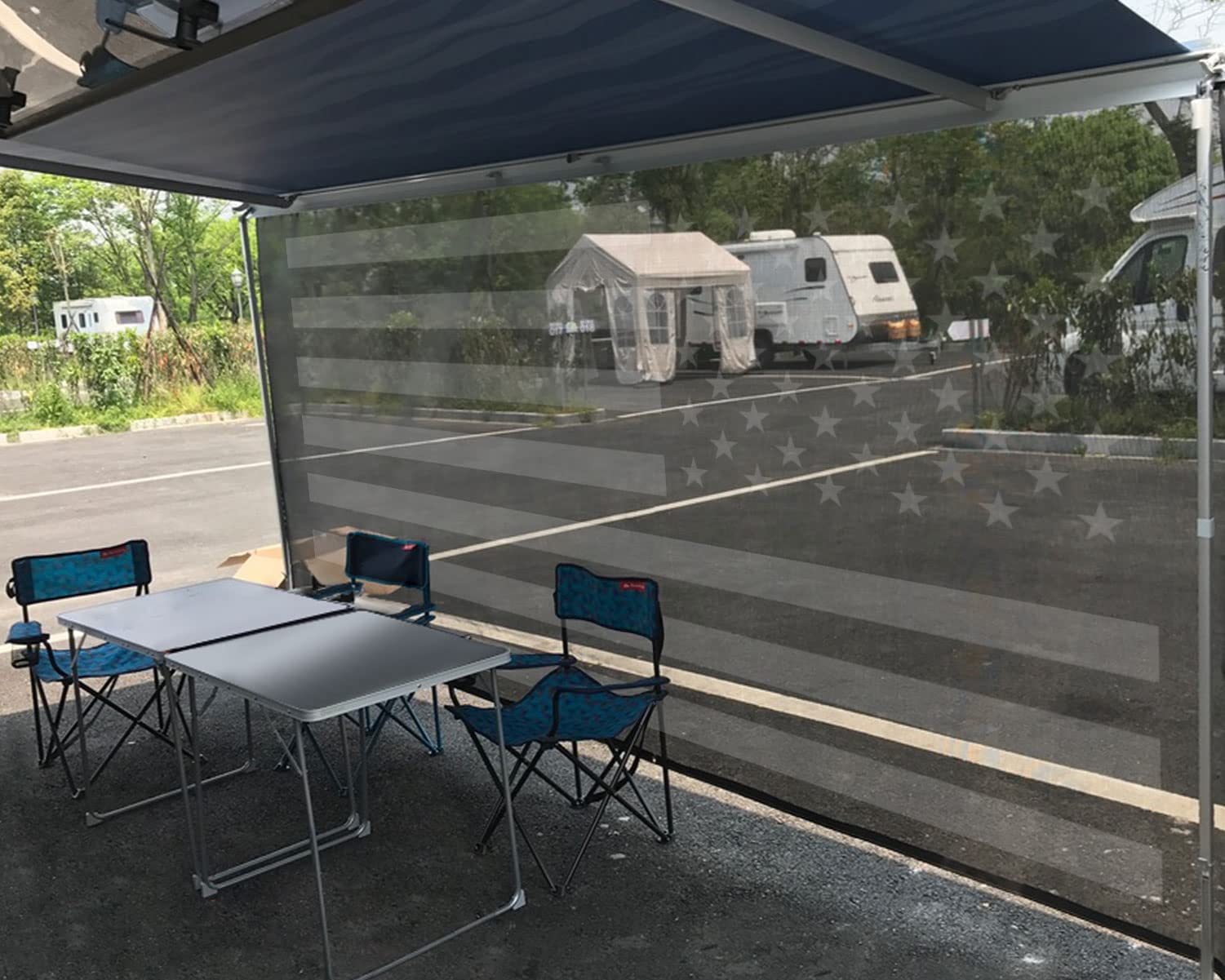 Tentproinc RV Awning Sun Shade Screen 7' X 17' 3'' (American Flag ...
