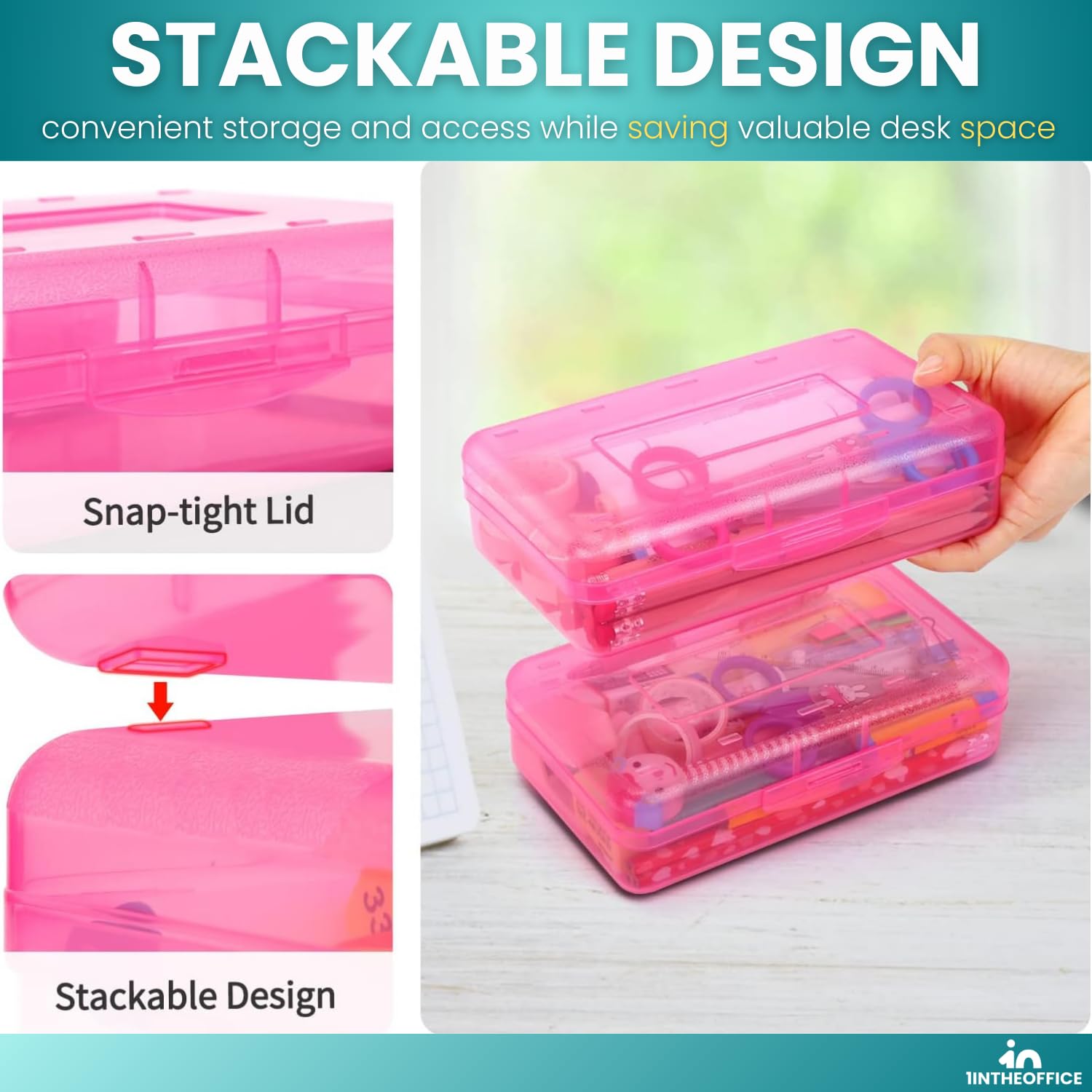 Snapklik.com : 1InTheOffice Pencil Box, Large Capacity Plastic Pencil ...