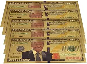 Amazon.com: 5pc Trump Bills, $100 000 President Donald Trump Bank Note ...