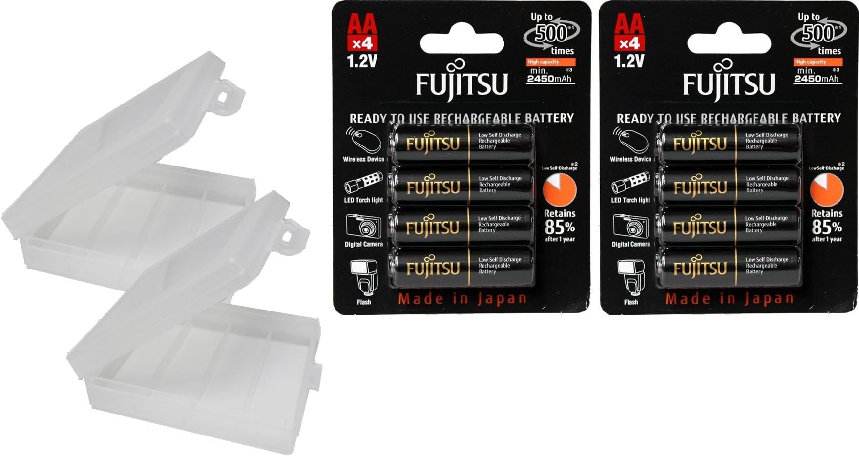 Amazon.com: 8 Fujitsu Ready-to-use AA Rechargeable NiMH 1.2V Min ...