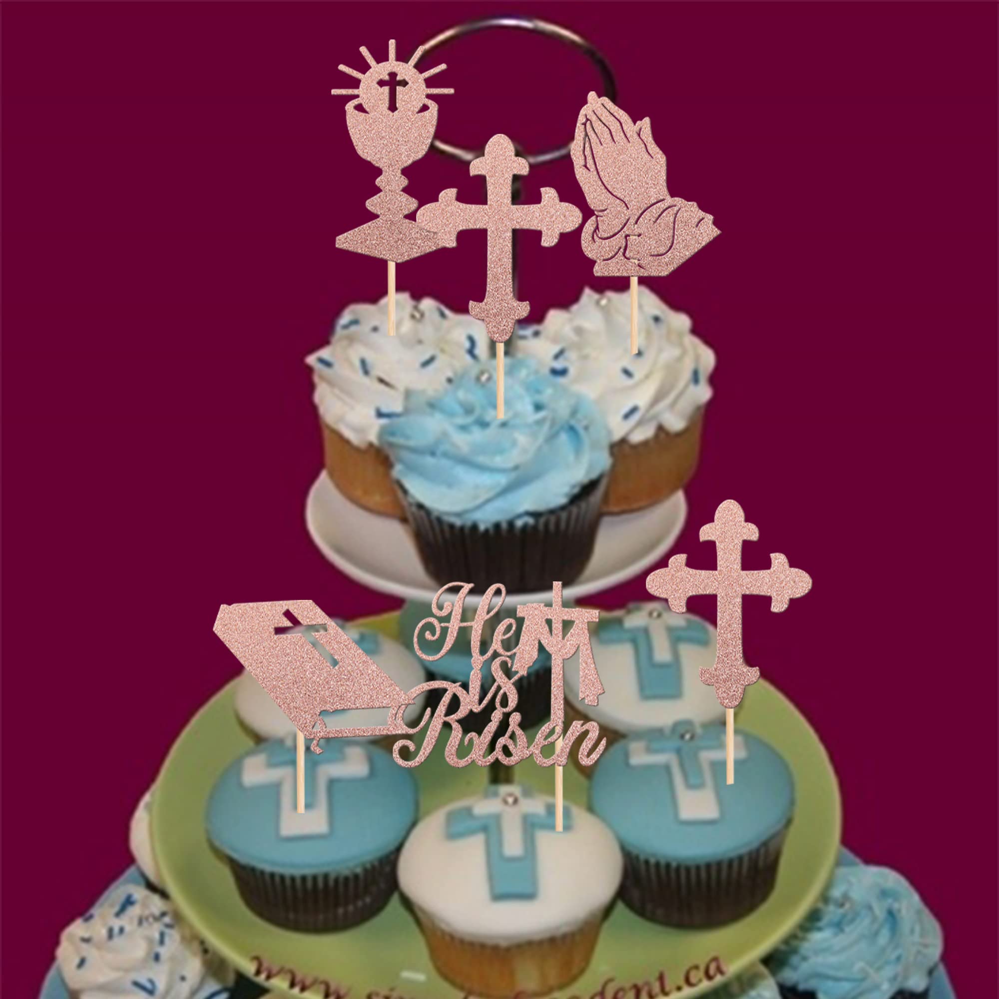 Snapklik.com : 30 PCS Jesus Easter Cupcake Toppers Glitter Religious ...
