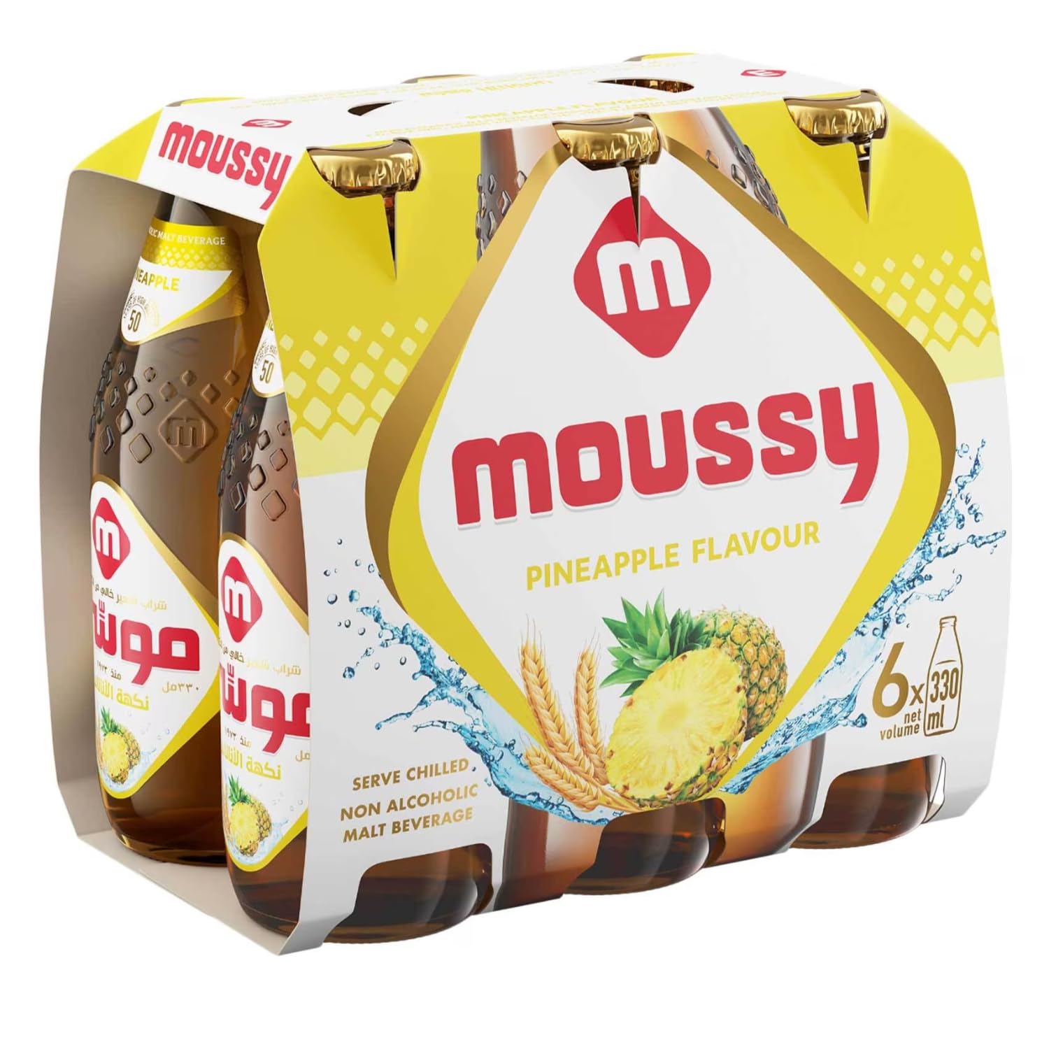 Moussy Non Aloholic Beer Pineapple Flavour 330ml Each (Pack of 6 ...