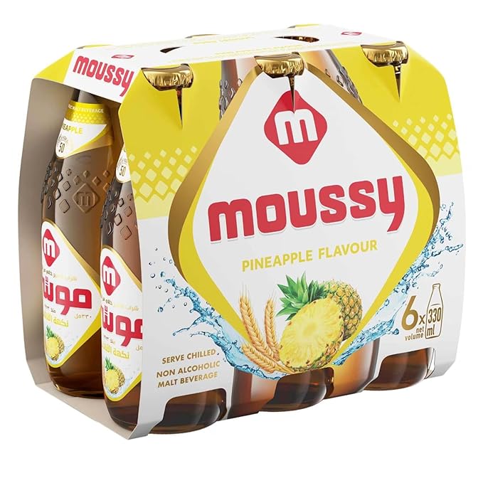 Moussy Non Aloholic Beer Pineapple Flavour 330ml Each (Pack of 6 ...