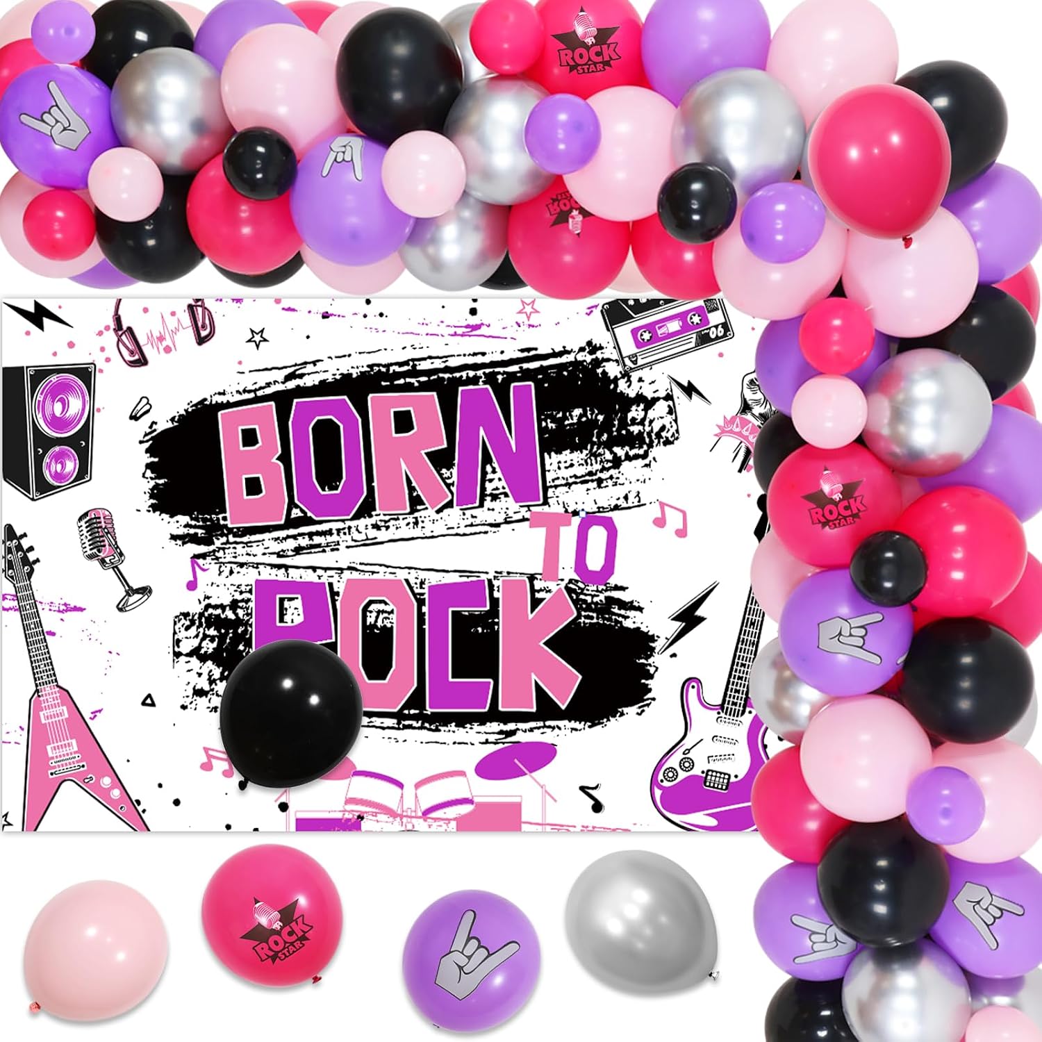 Amazon.com: Cheereveal Born to Rock Party Decorations for Girls Guitar ...