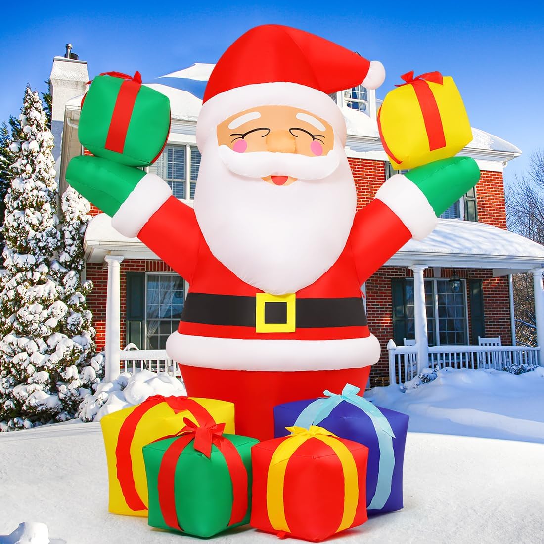 GOOSH 6 FT Christmas Santa Inflatables Outdoor Decorations Smiling ...